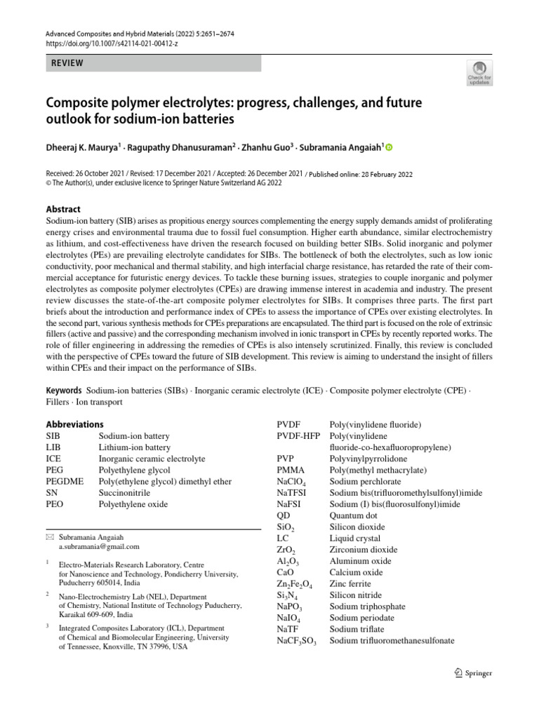 Characterization Composite Polymer Electrolytes Progress, Challenges ...