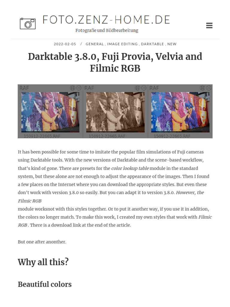 Darktable 3.8.0, Fuji Provia, Velvia and Filmic RGB - Foto - Zenz-Home - de | PDF | Raw Image ...