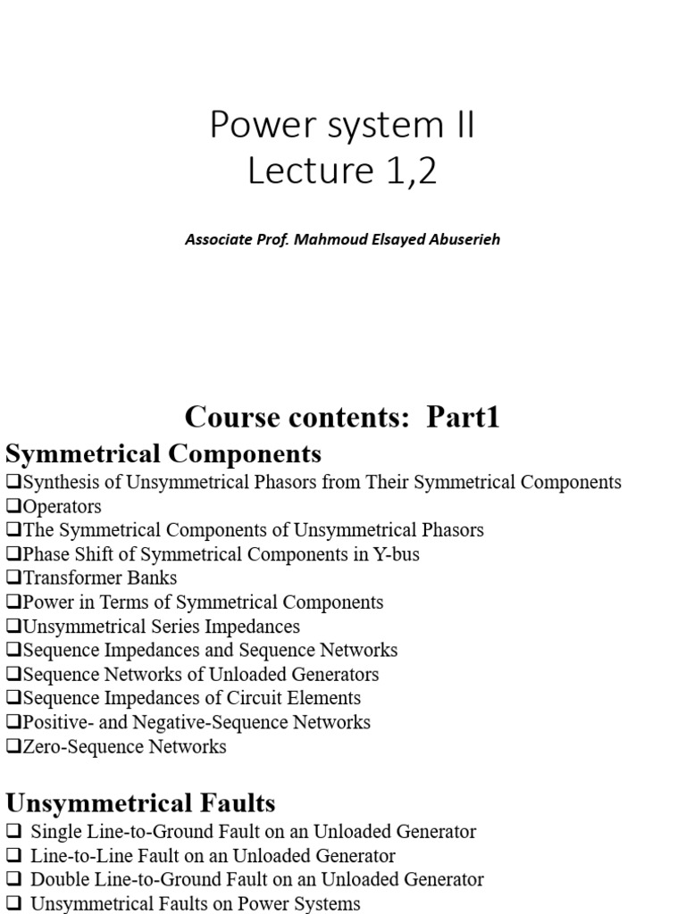All Lectures Power System II | PDF | Physical Sciences | Electromagnetism