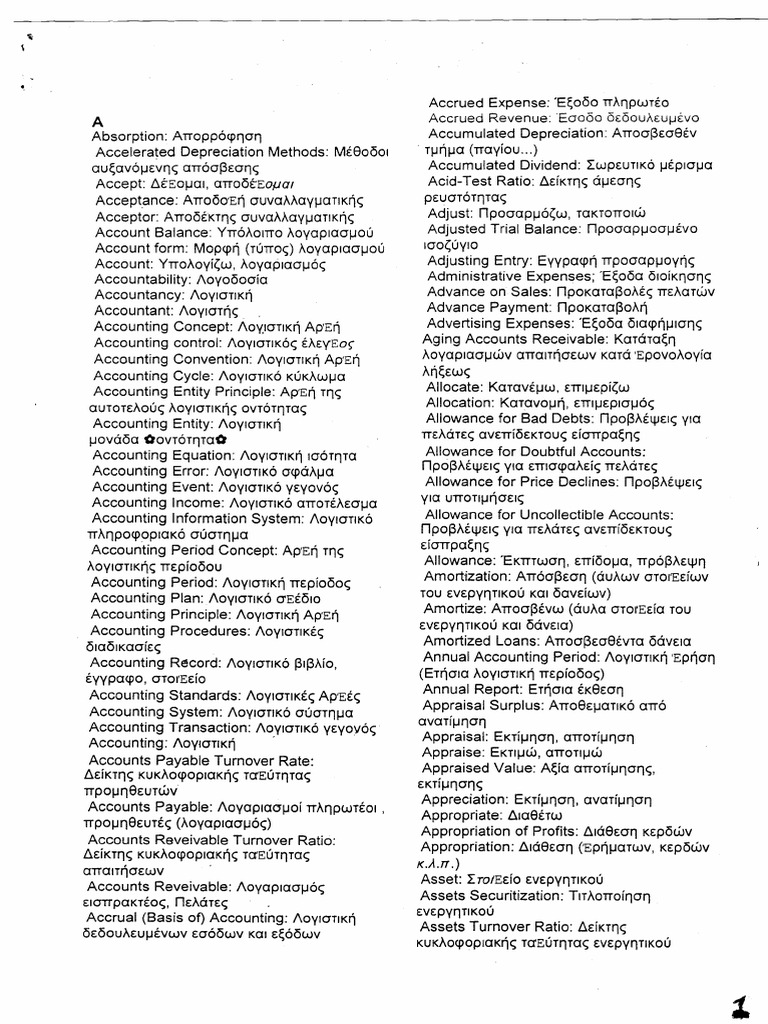 English - Greek Glossary For Econ Terms | PDF