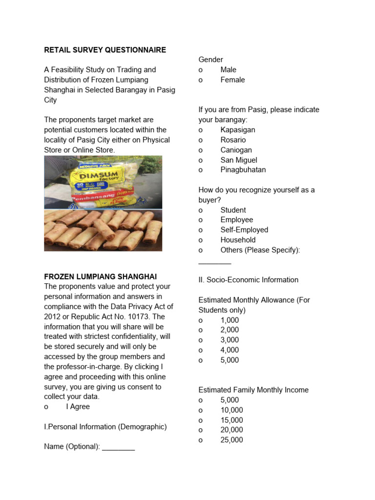 Retail Survey Questionnaire | PDF | Market (Economics) | Business