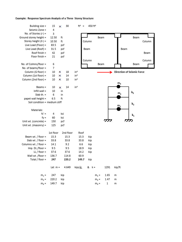Example - Response Spectrum Analysis of A Three Storey Structure | PDF ... Example - Response Spectrum Analysis of A Three Storey Structure | PDF ...