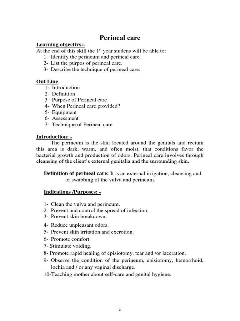 Perineal Care | Download Free PDF | Vagina | Medical Specialties