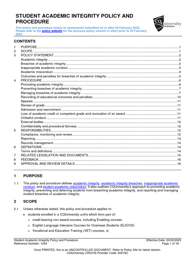 ATT 2 - Student-Academic-Integrity-Policy-and-Procedure | PDF