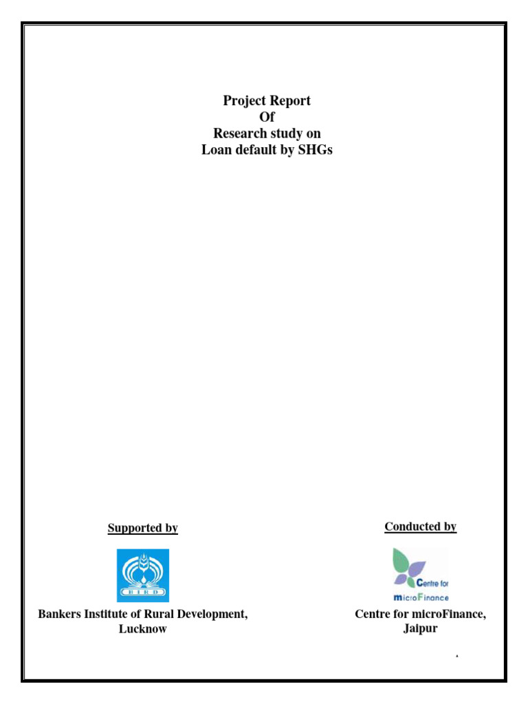MFG en Paper Project Report of Research Study On Loan Default by Shgs ...