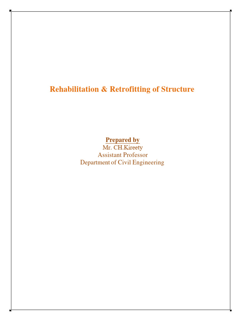 Rehabilitation And Retrofitting Of Structures 1 Pdf