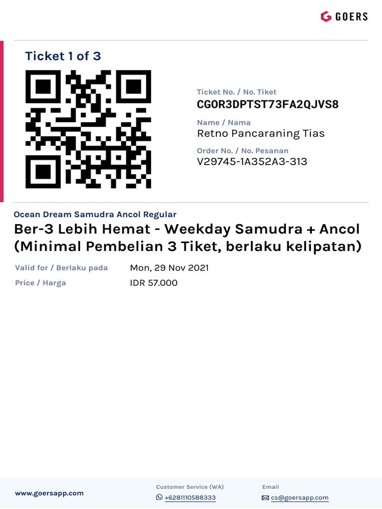 Ticket 1 of 3: Ber-3 Lebih Hemat - Weekday Samudra + Ancol (Minimal Pembelian 3 Tiket, Berlaku ...