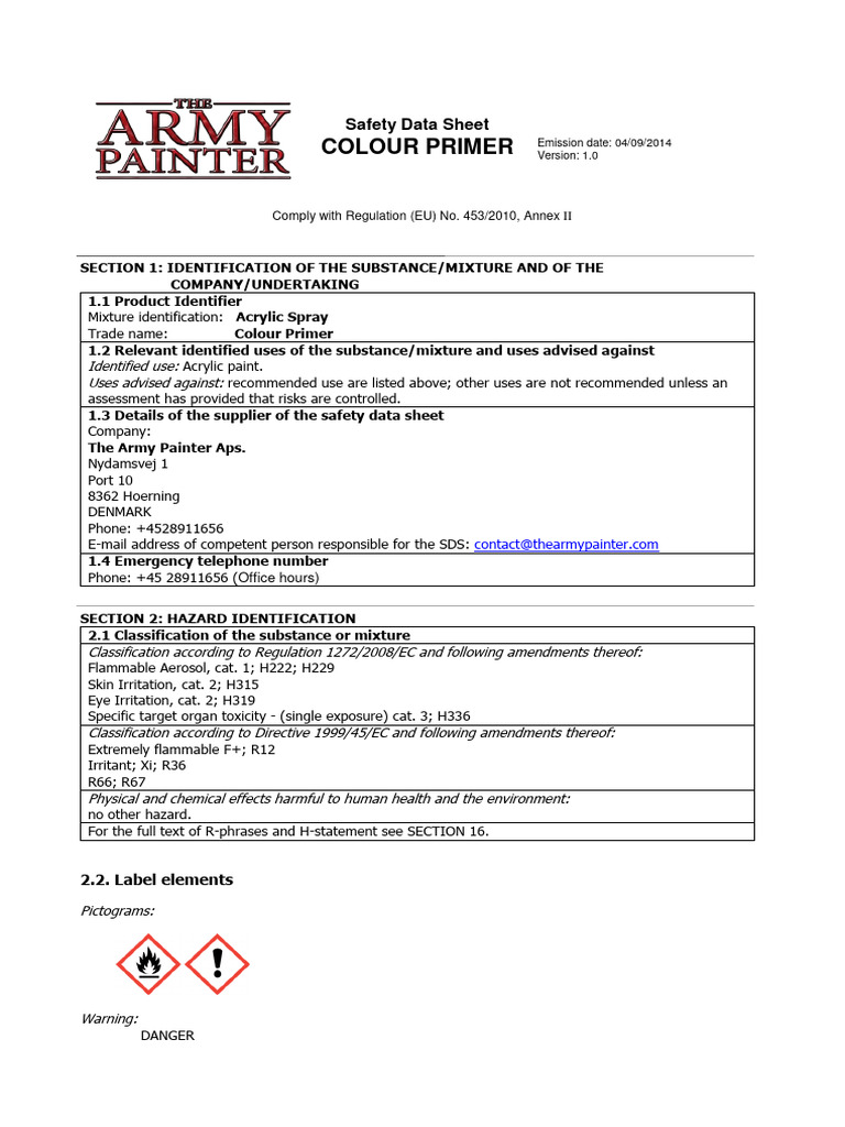 MSDS Colour Primer | PDF | Dangerous Goods | Working Conditions