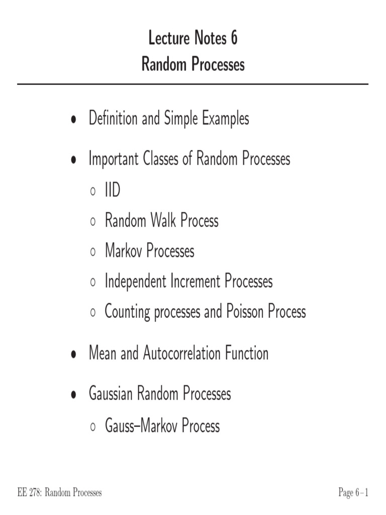 Lect 06 | PDF | Stochastic Process | Discrete Time And Continuous Time