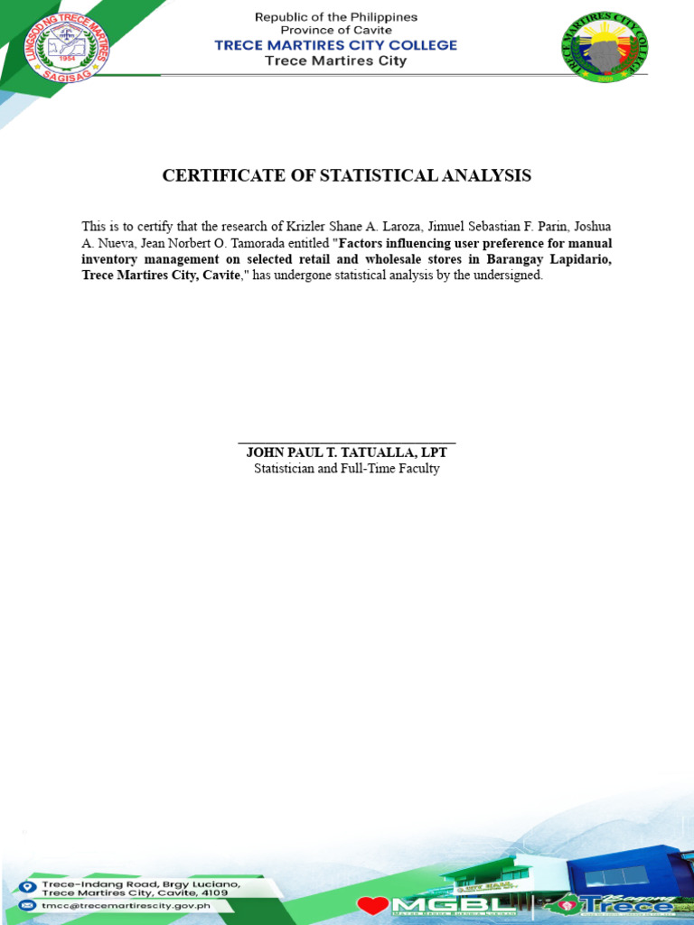 CERTIFICATE-OF-STATISTICAL-ANALYSIS | PDF