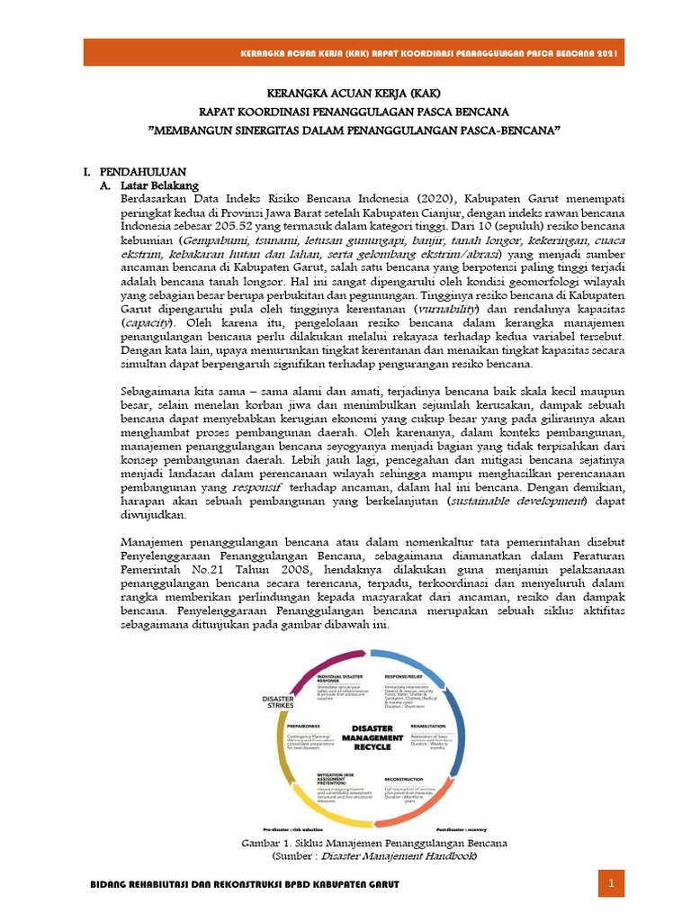 Kak Rakor Pasca Bencana Garut | PDF