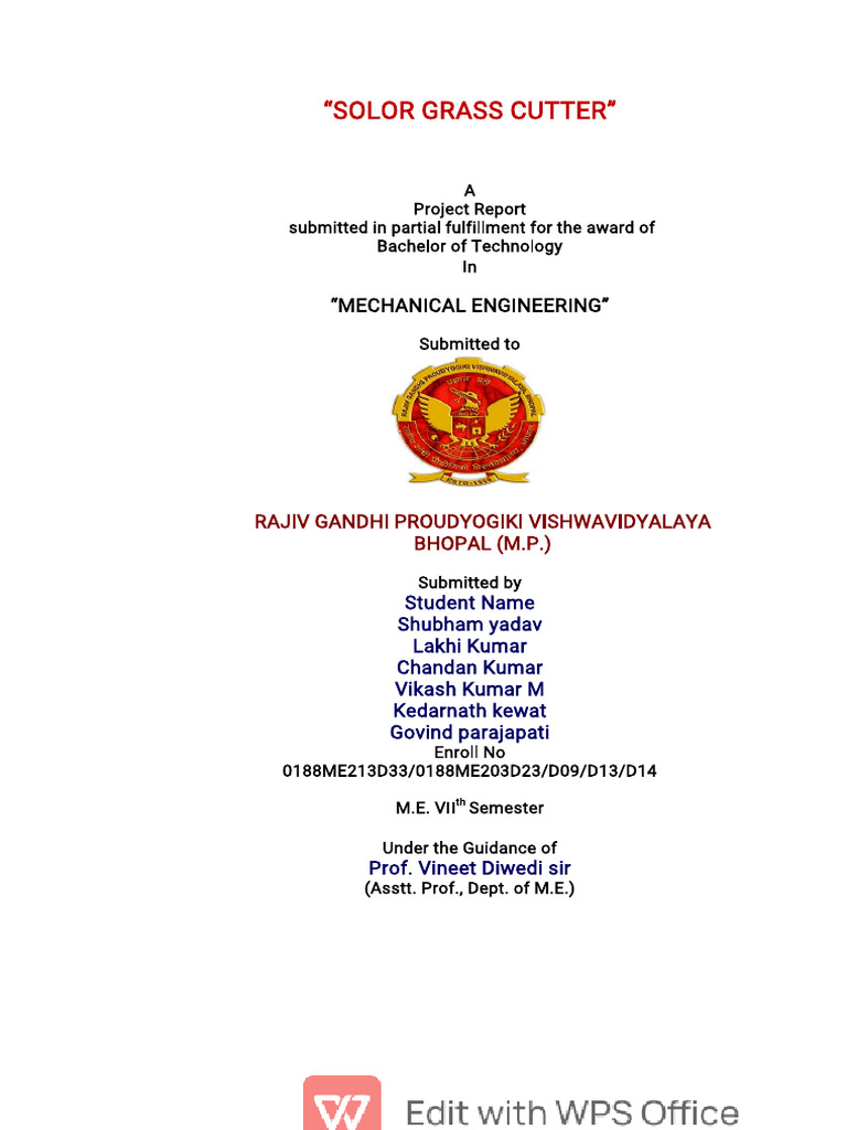 Major Project Format Sam College | PDF