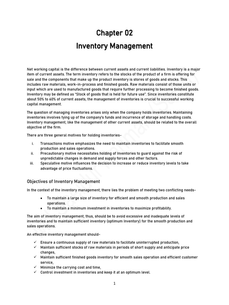 Chapter 02 (Inventory Management) | PDF