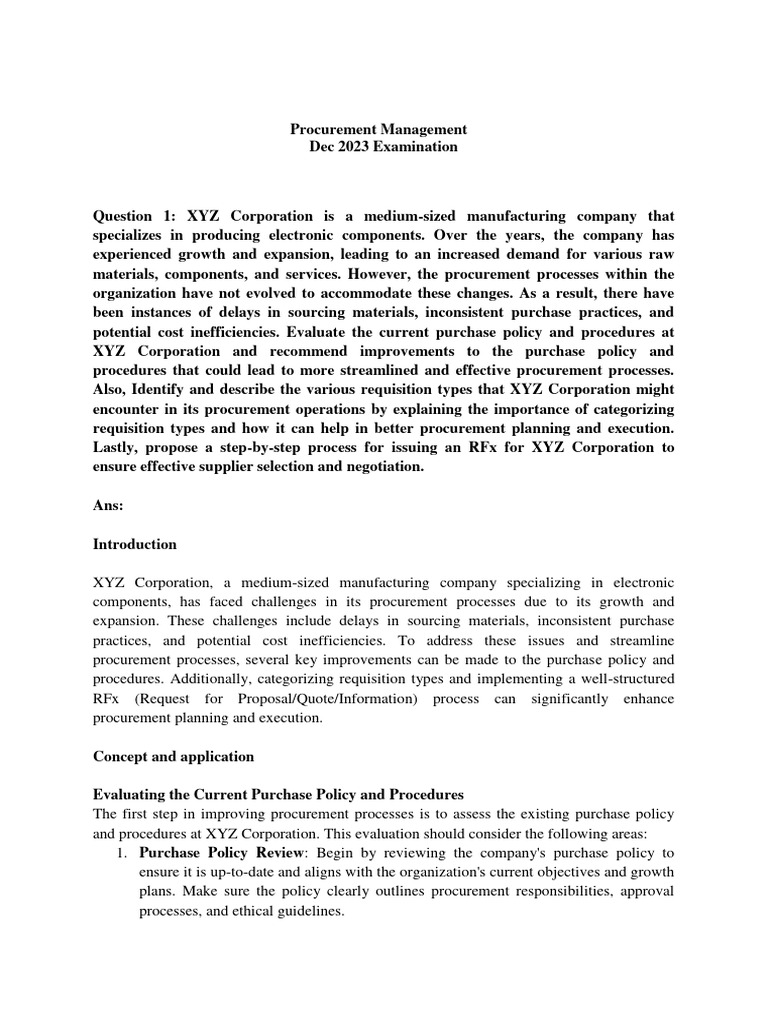 Procurement Management | PDF | Procurement | Supply Chain