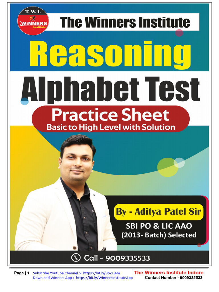 Alphabet Test - Practice Sheet: The Winners Institute Indore | PDF