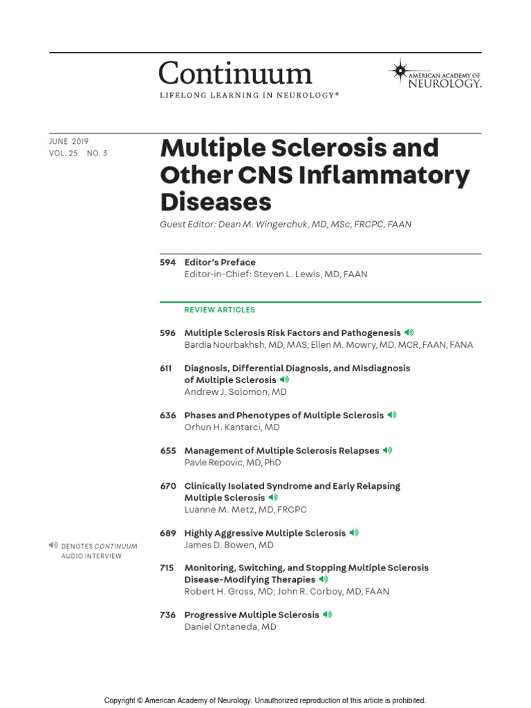 Multiple Sclerosis and Other Cns in Ammatory Diseases: Guest Editor: Dean M. Wingerchuk, MD, MSC ...