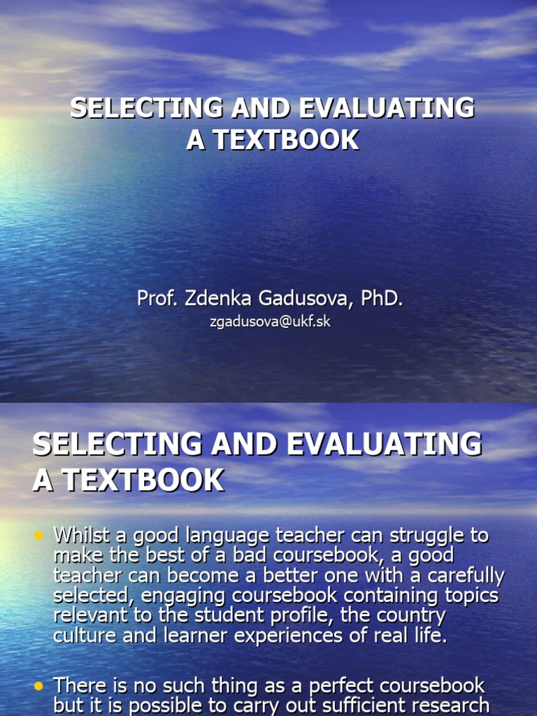 Selecting and Evaluating A Textbook | Download Free PDF | English ...