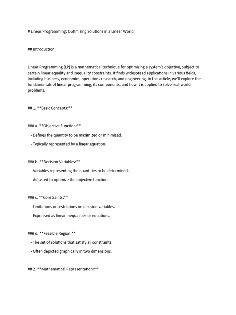 Linear Programming | PDF | Linear Programming | Mathematical Optimization Linear Programming | PDF | Linear Programming | Mathematical Optimization