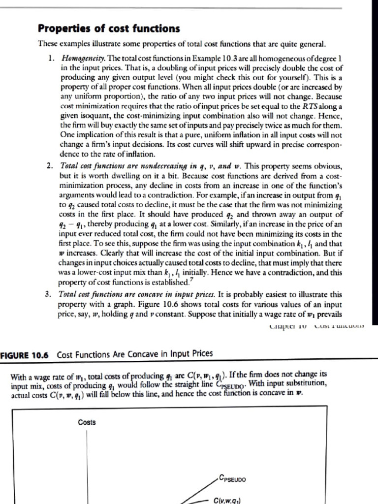 Properties of Cost Functions in Economics | PDF | Marginal Cost | Business