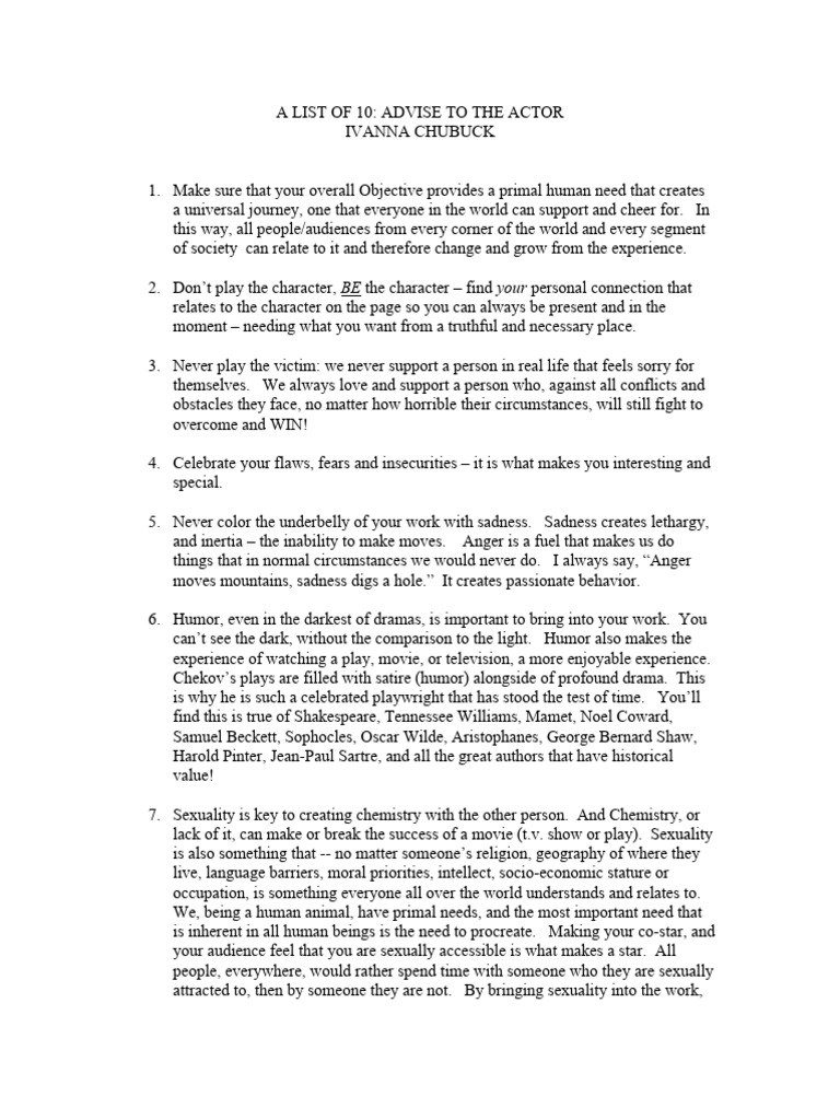 10 Pieces of Advice To My Actors | PDF