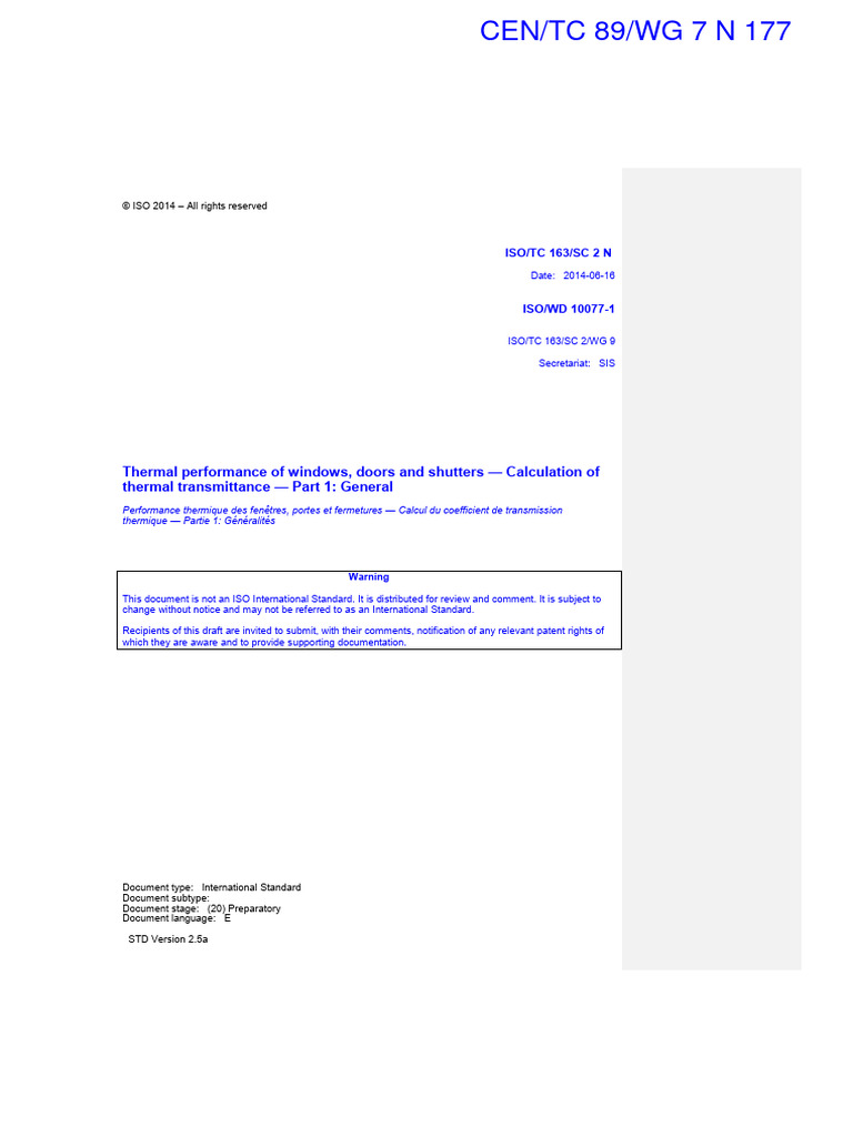 Iso 10077-1 | PDF | Window | International Organization For Standardization