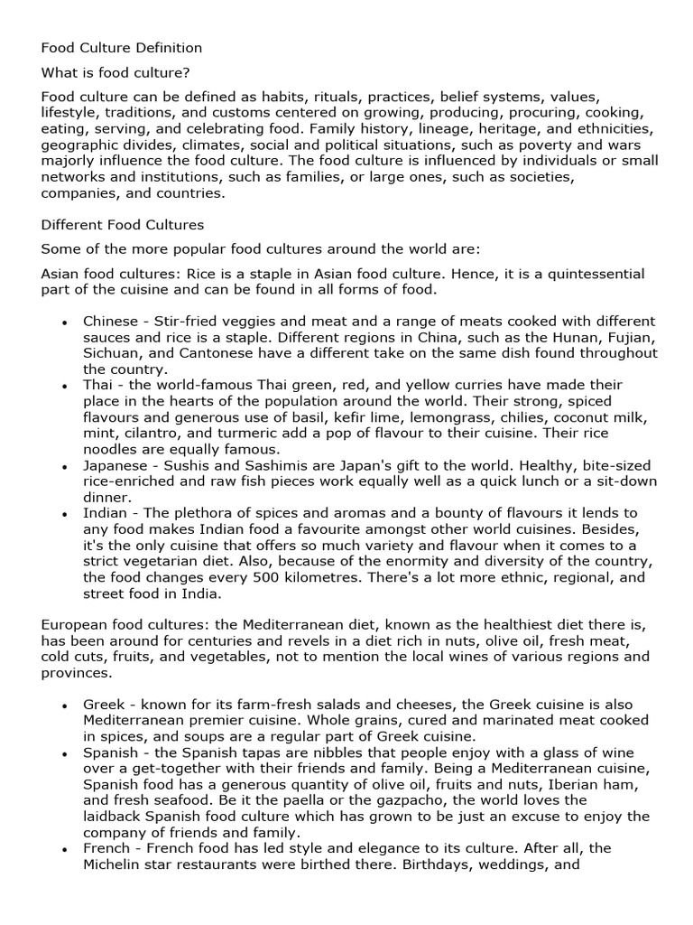 Food Culture (Global Influences) | PDF | Spanish Cuisine | Chinese Cuisine