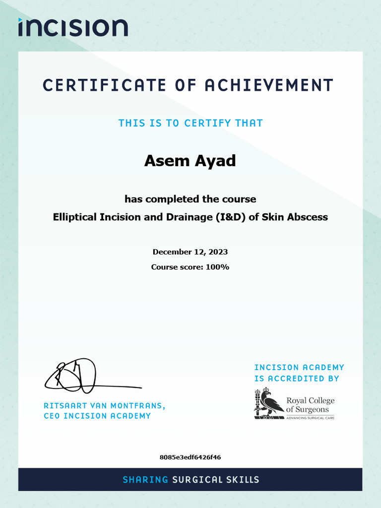 Elliptical Incision and Drainage (I&D) of Skin Abscess | PDF