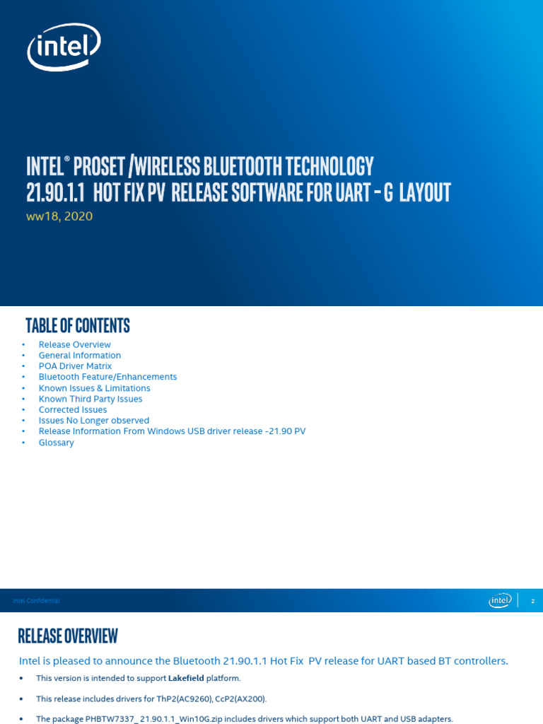 Intel - Proset - Wireless - BT - Software - 21.90.1.1 - Uart - PV - phbtw7337 - Release - Note ...
