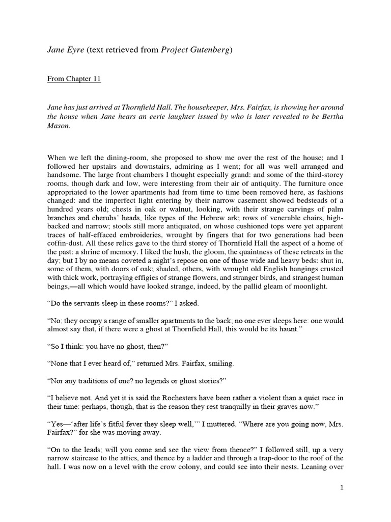 Jane Eyre Excerpts | PDF | Mystery, Thriller & Crime Fiction | Poetry