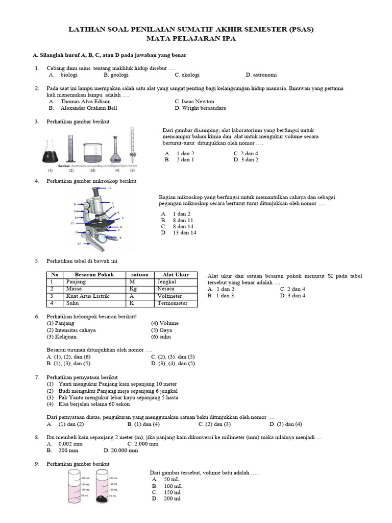 Latihan Soal Psas Ipa-2324 | PDF