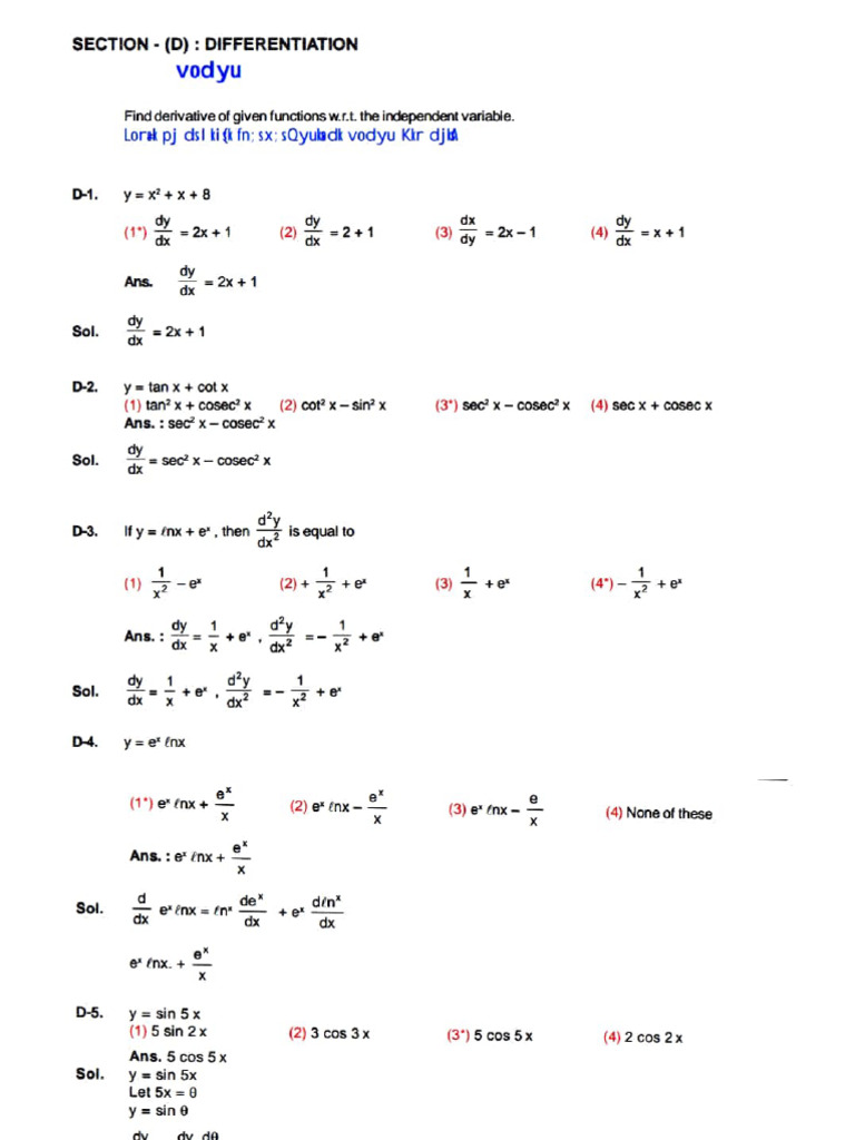 Differentiation | PDF