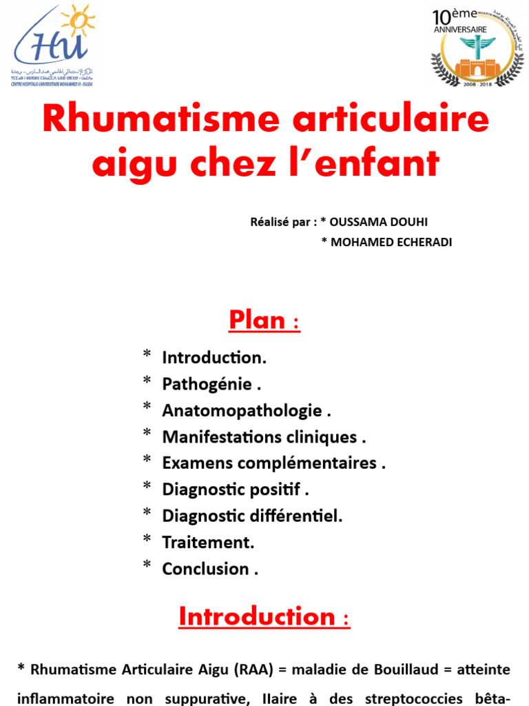 Rhumatisme Articulaire Aigu Chez L'enfant | PDF | Médecine clinique ...