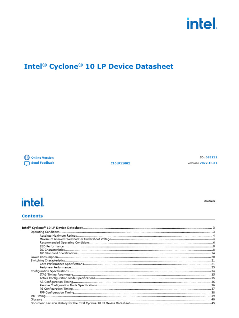 Intel Cyclone 10 LP FPGA Datasheet | Download Free PDF | Power Supply | Electronic Engineering