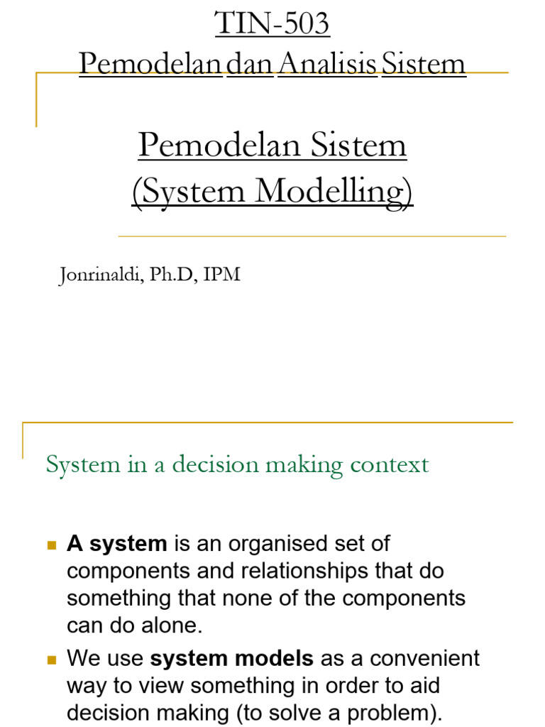 Minggu 2 Dan 3 - Tahapan Pemodelan Sistem (System Modelling Methodology) | PDF | System ...