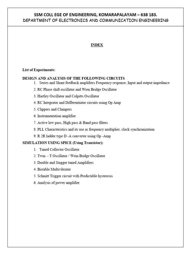LIC Lab Manual | PDF | Amplifier | Digital To Analog Converter