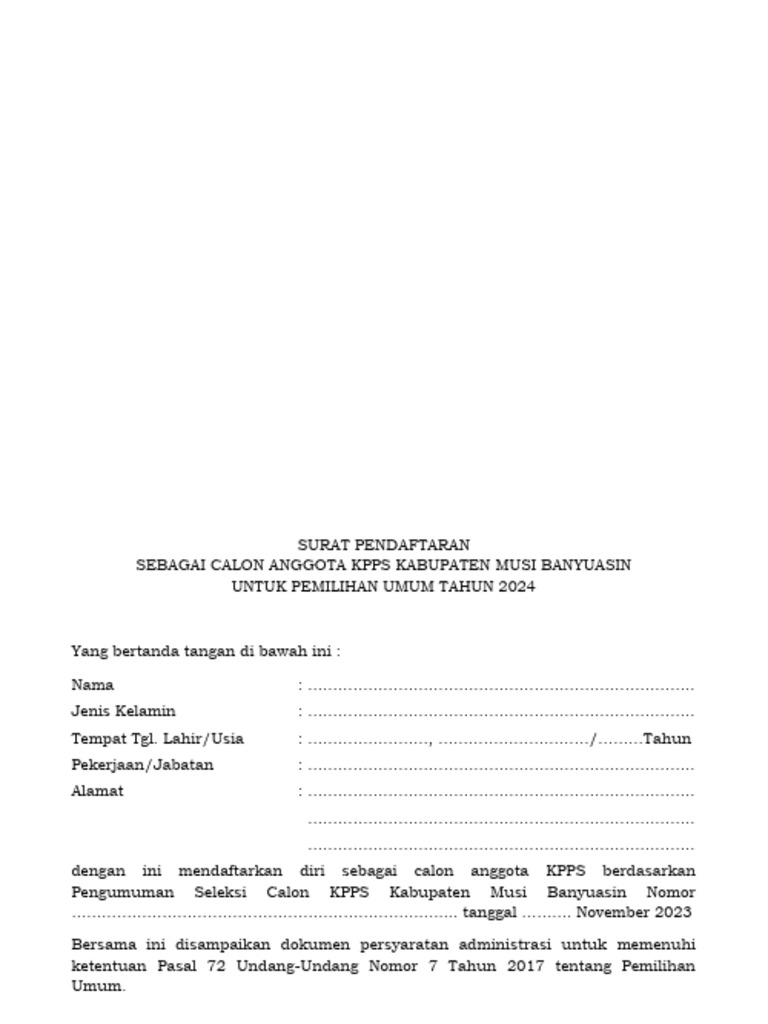 Dokumen Kelengkapan KPPS 1 | PDF