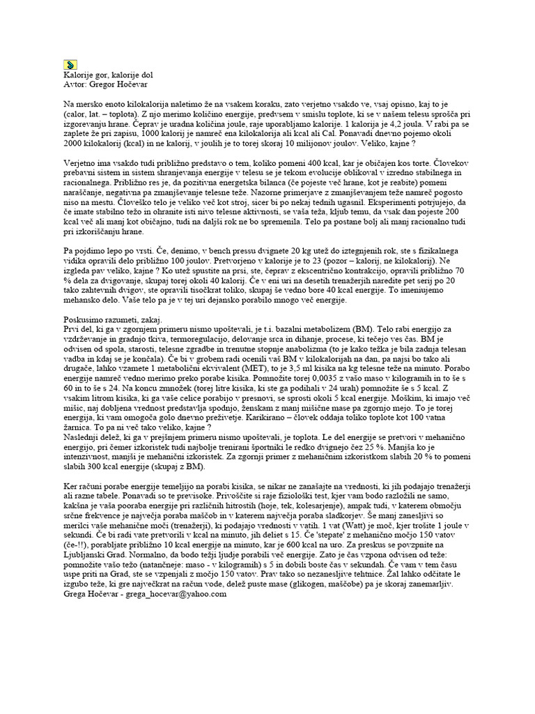 Kalorije Gor | PDF