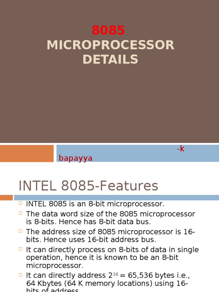 8085 Microprocessor Details Bapayya Pdf Central Processing Unit Input Output