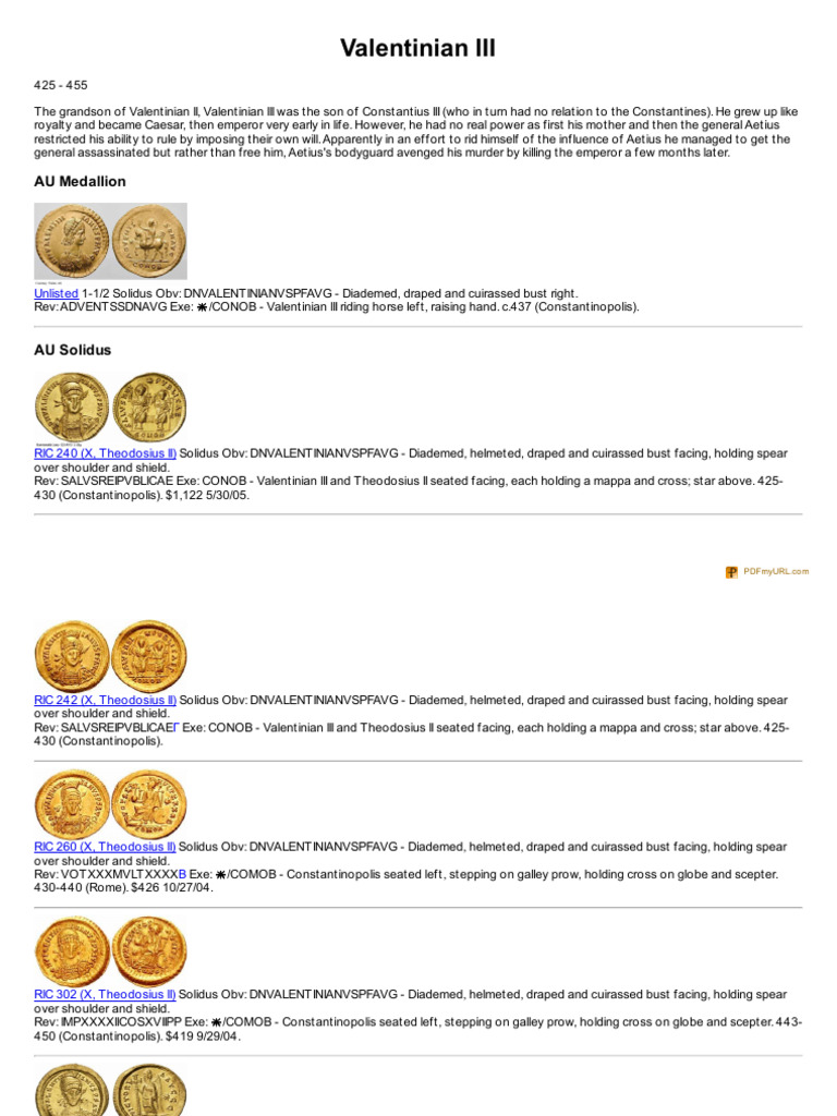 Valentinian III | PDF | Roman Emperors | Late Antiquity
