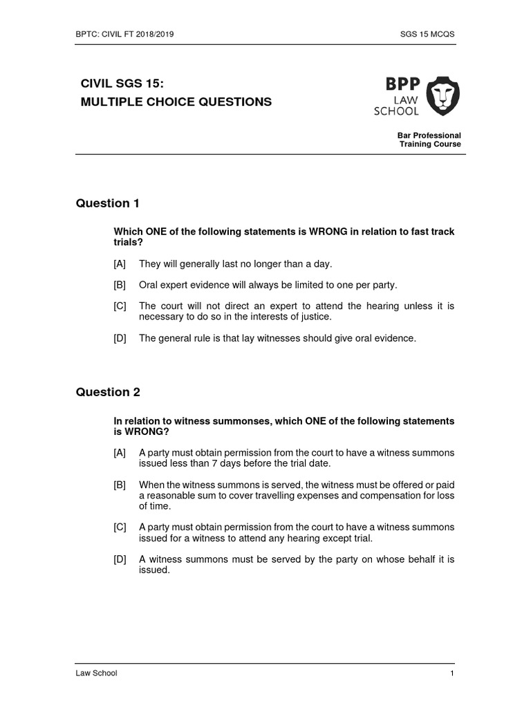 Civil SGS 15 MCQs FT 18-19 | PDF