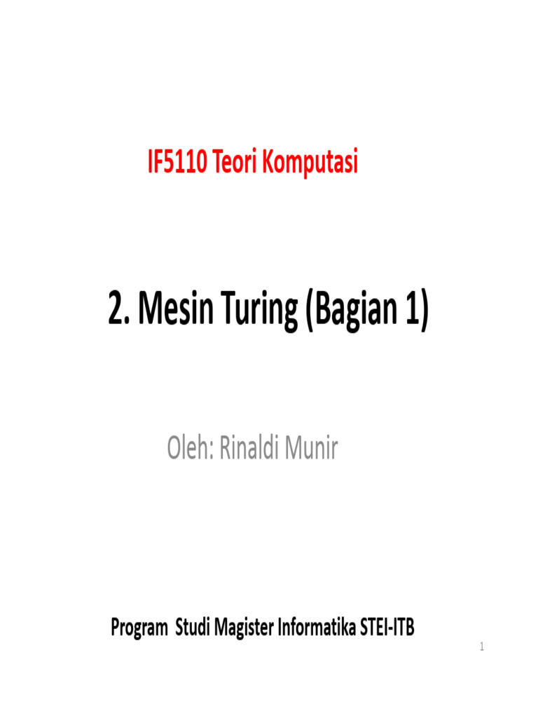 IF5110 - Mesin Turing (Bagian 1) | PDF