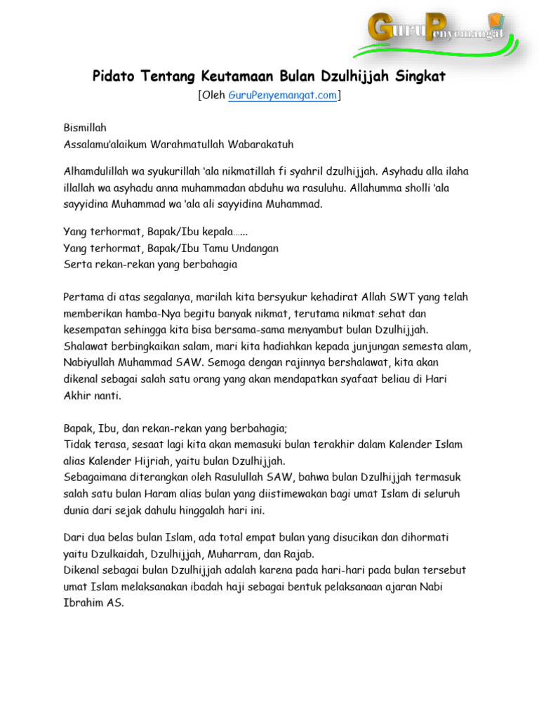 Keutamaan Bulan Dzulhijjah dalam Islam | PDF