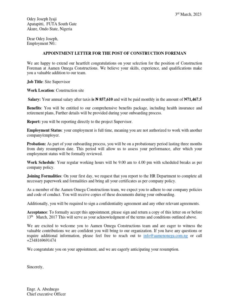 Sample Appointment | PDF | Employment | Economies