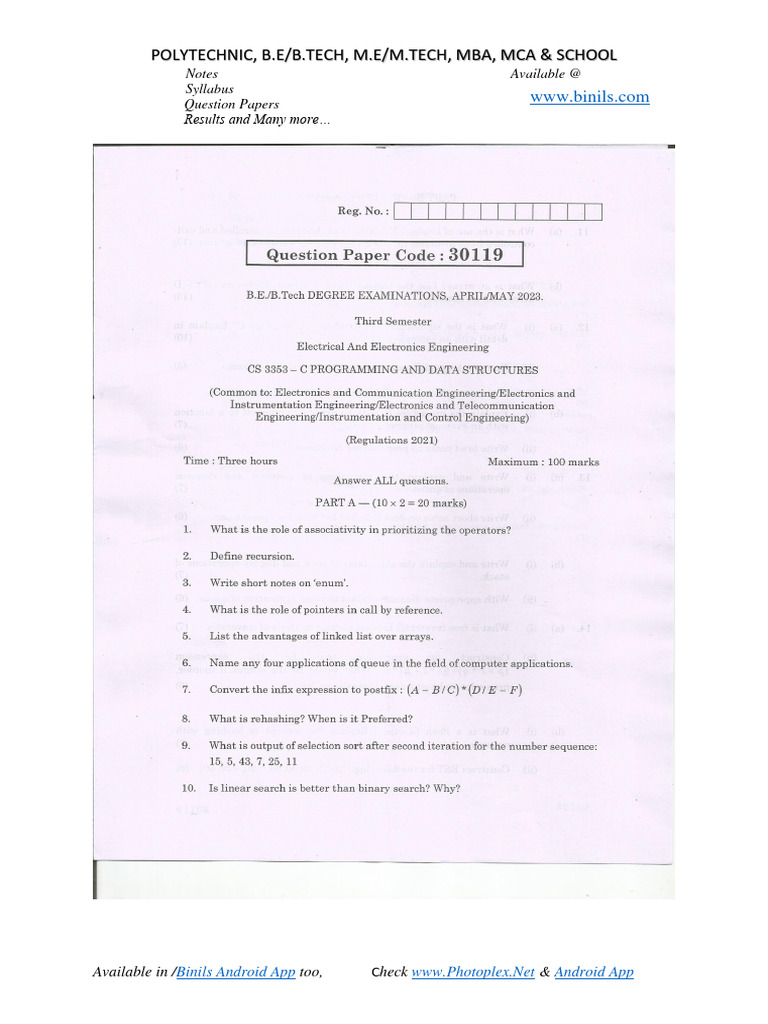 CS 3353 C Programming and Data Structures | PDF