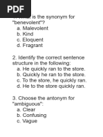 Lexis and Structure Practice Questions | PDF | Teachers | Behavior ...