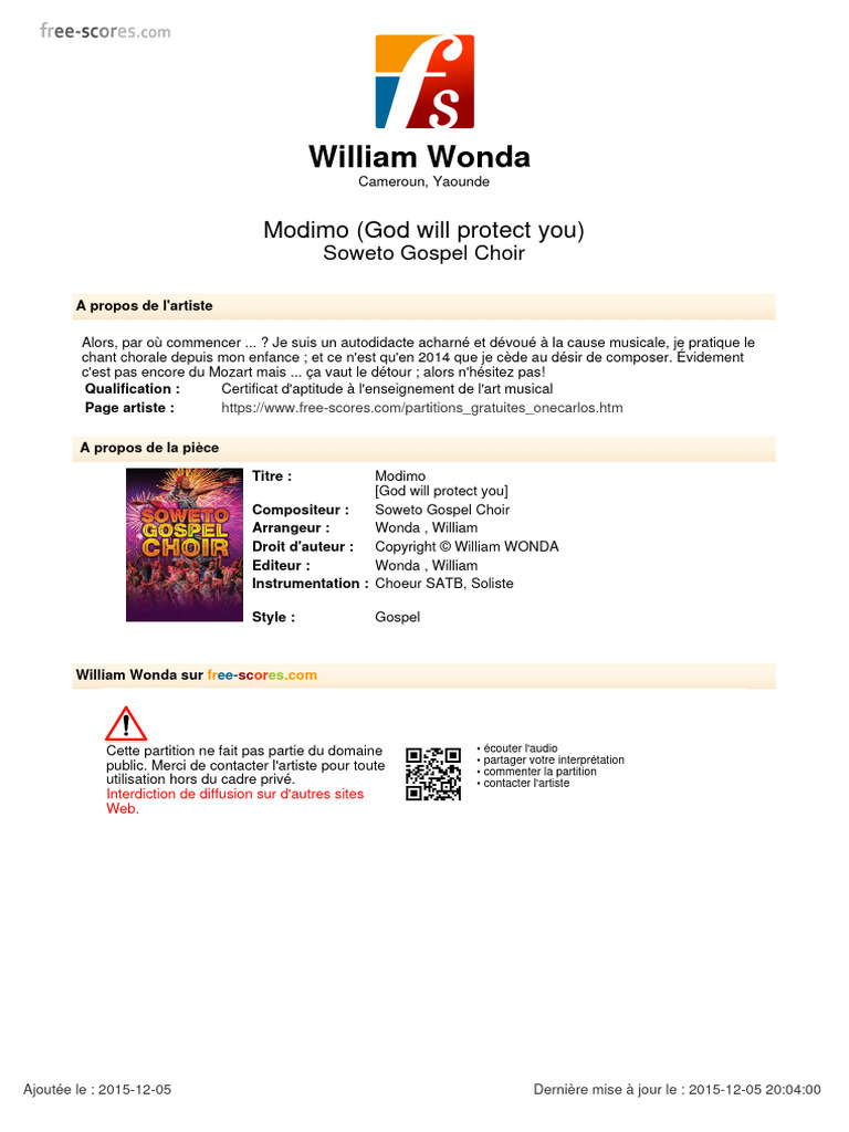 (Free Scores - Com) - Soweto Gospel Choir Modimo 83811 | PDF