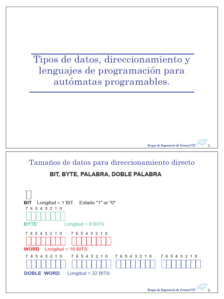 2 Tipos De Datos Direccionamiento Y Lenguajes De Programacion Para Plcs Pdf Poco