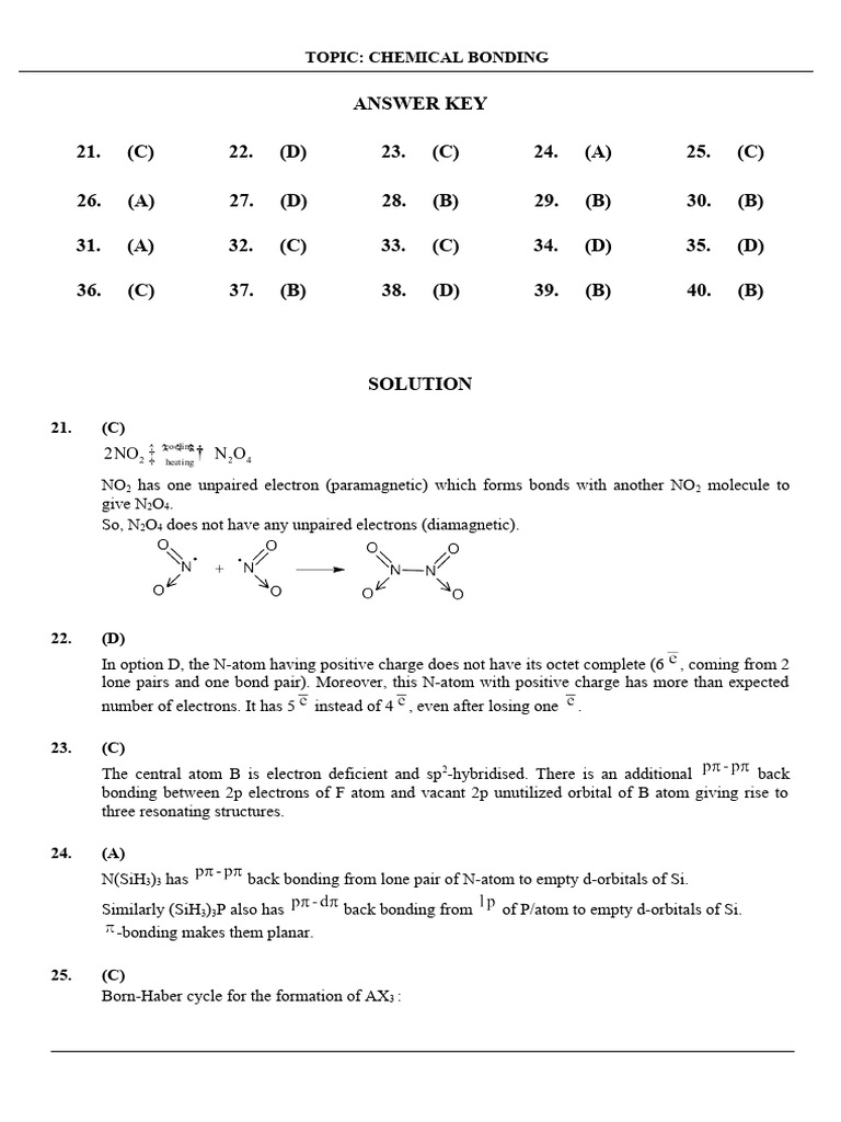 Chemical Bonding (Solution) | PDF | Chemical Bond | Covalent Bond