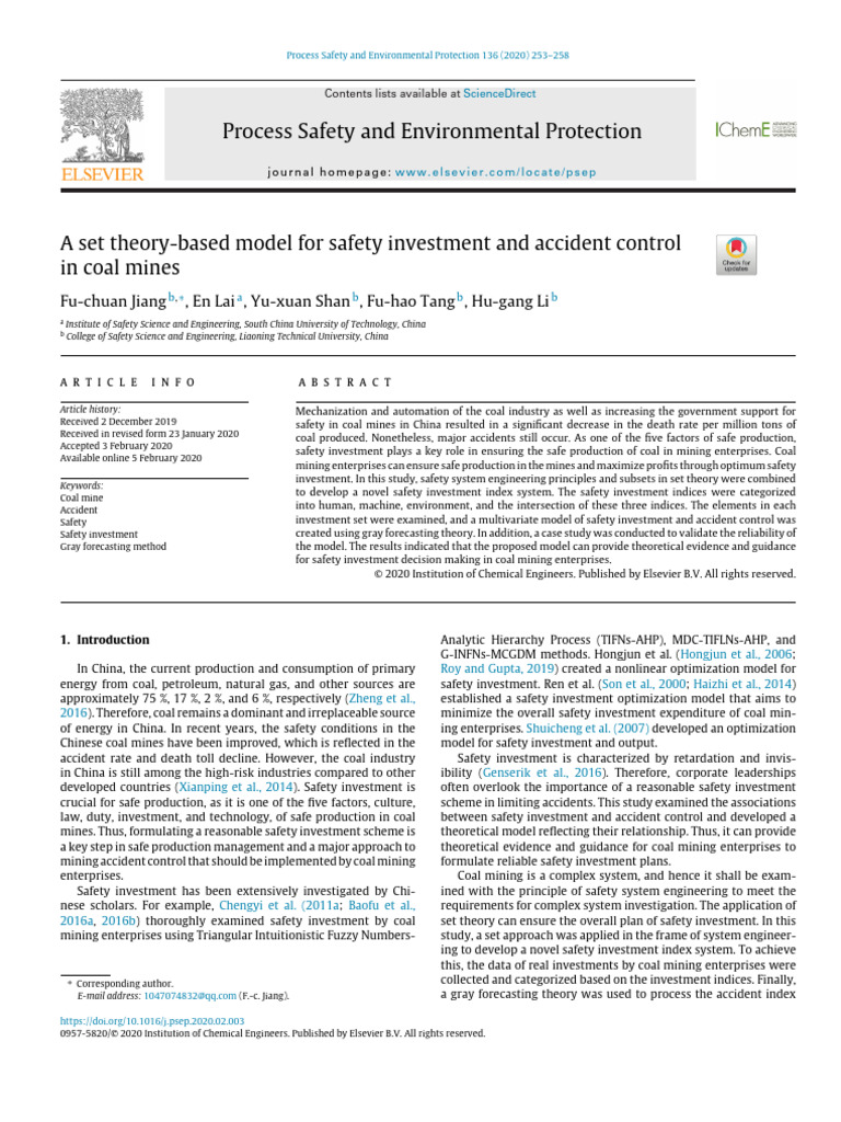 A Set Theory Based Model For Safety Investment And Accident Control
