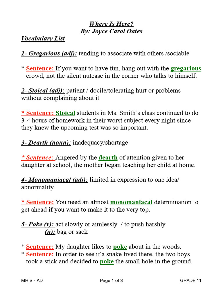 Vocabulary for Grade 11 Students | PDF | Language Arts & Discipline